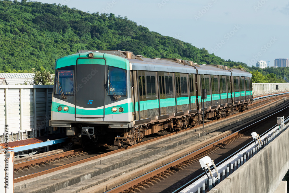 Kaohsiung, Taiwan- June 15, 2024: A Red Line train running on the ...