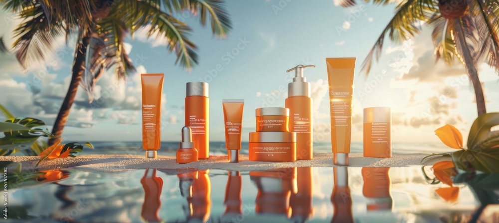 Creative Advertisement of Tanning Creams on Reflective Beach Surface at ...