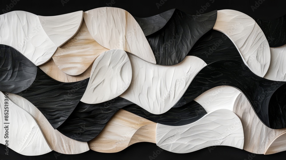 Abstract artwork featuring jagged shapes with sharp and curved edges ...