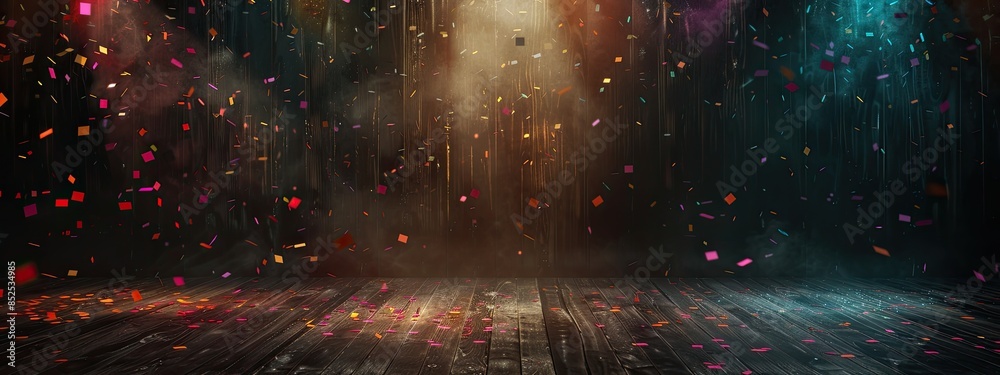 Dark Limbo Background with Colorful Confetti Falling: A Surreal and ...