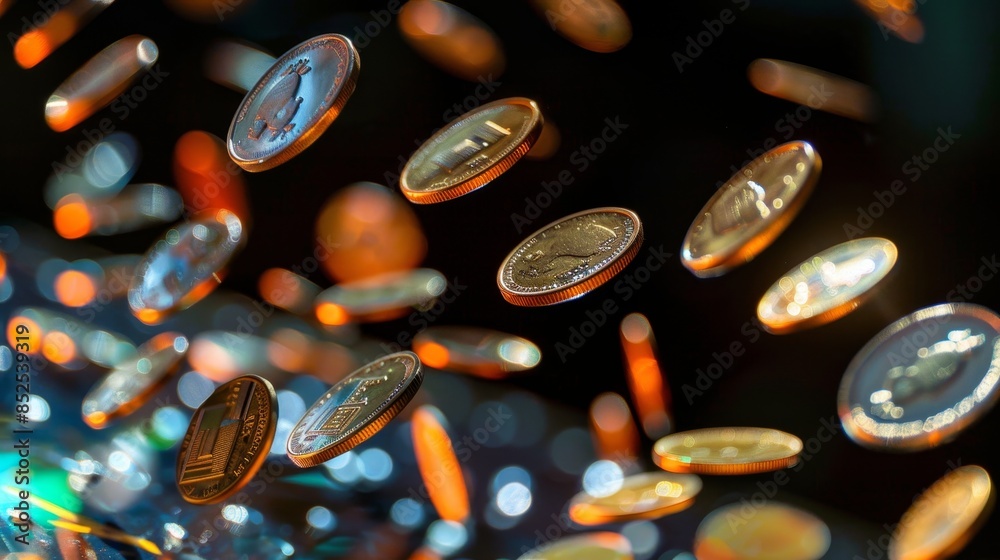 Coins rolling off a slope with an inflation graph in the background ...