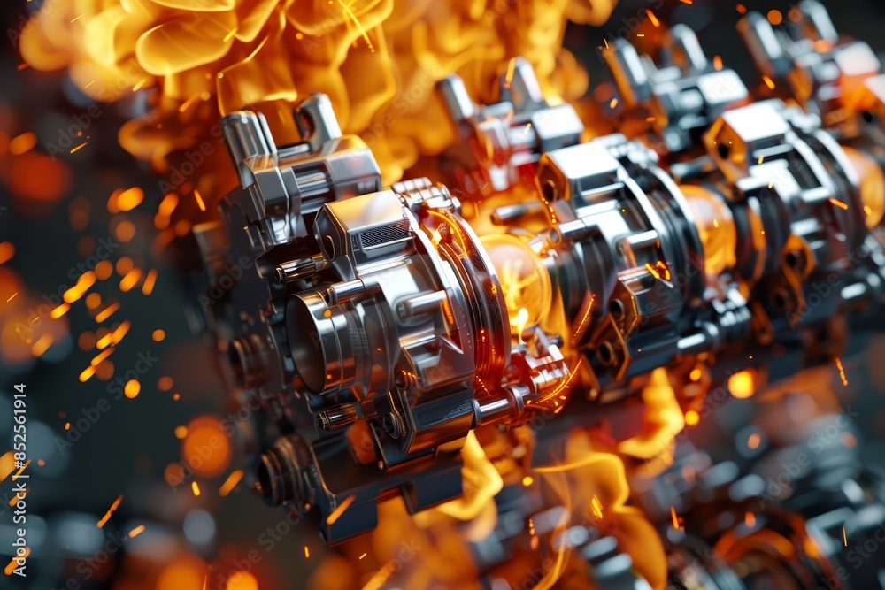 Detailed 3d v8 engine model with explosions, moving pistons, and active ...