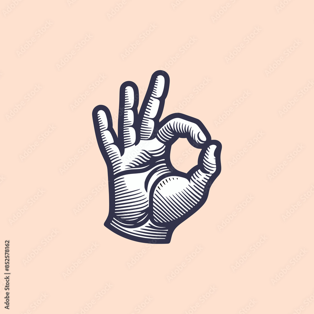 simple ok hand sign symbol retro vintage logo vector illustration ...