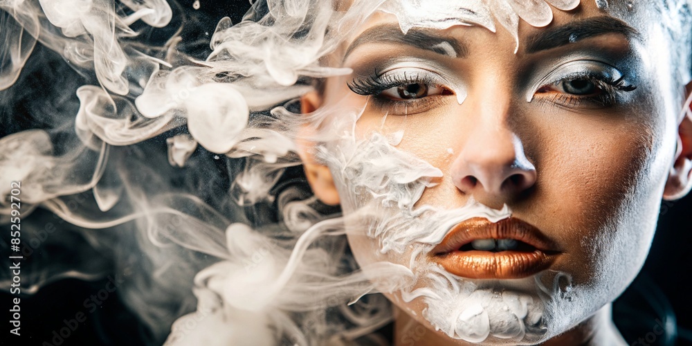 Abstract image of a face shrouded in white smoke. Symbolic photo for ...