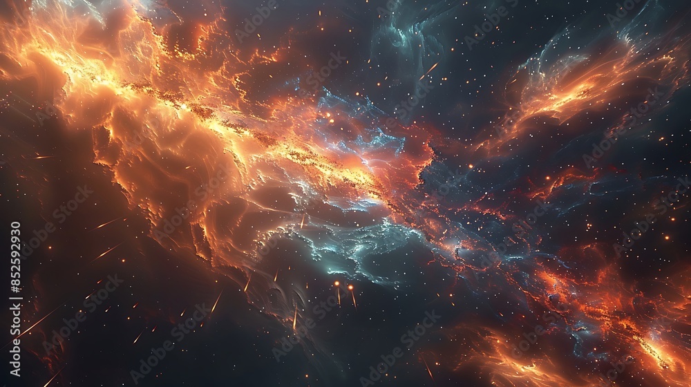 Animated shooting stars streaking across a galactic outer space ...