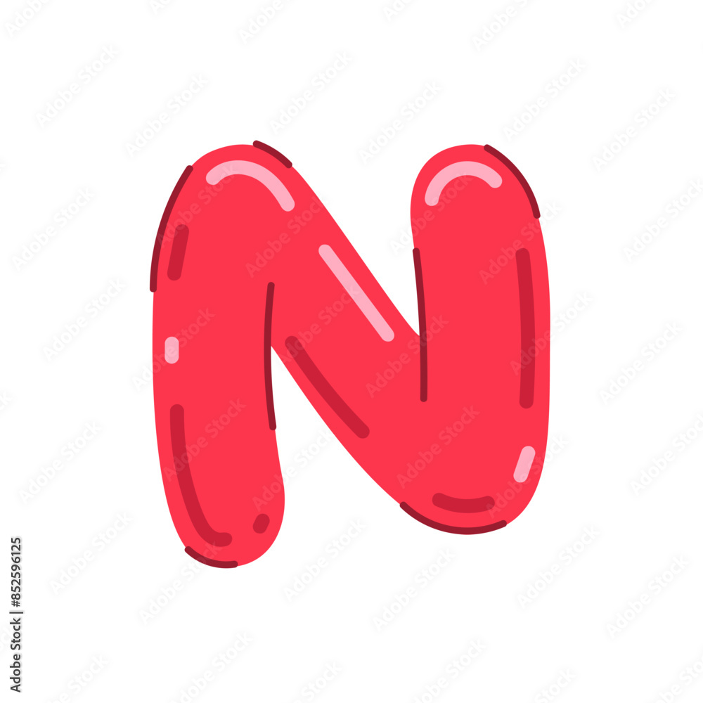 Cute letter N vector illustration, cartoon kids font image, colorful ...