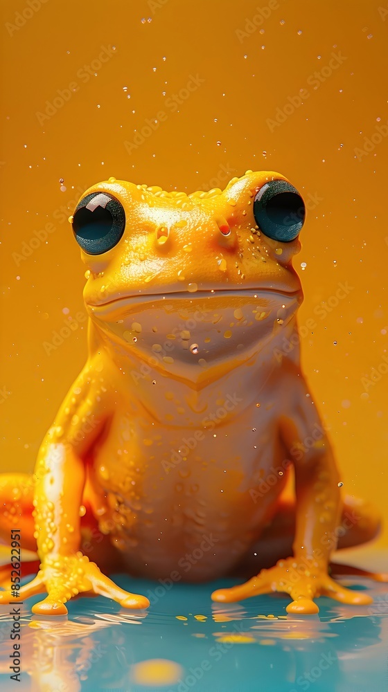 Charming and Playful Golden Poison Frog in Vibrant Cartoon-Inspired ...