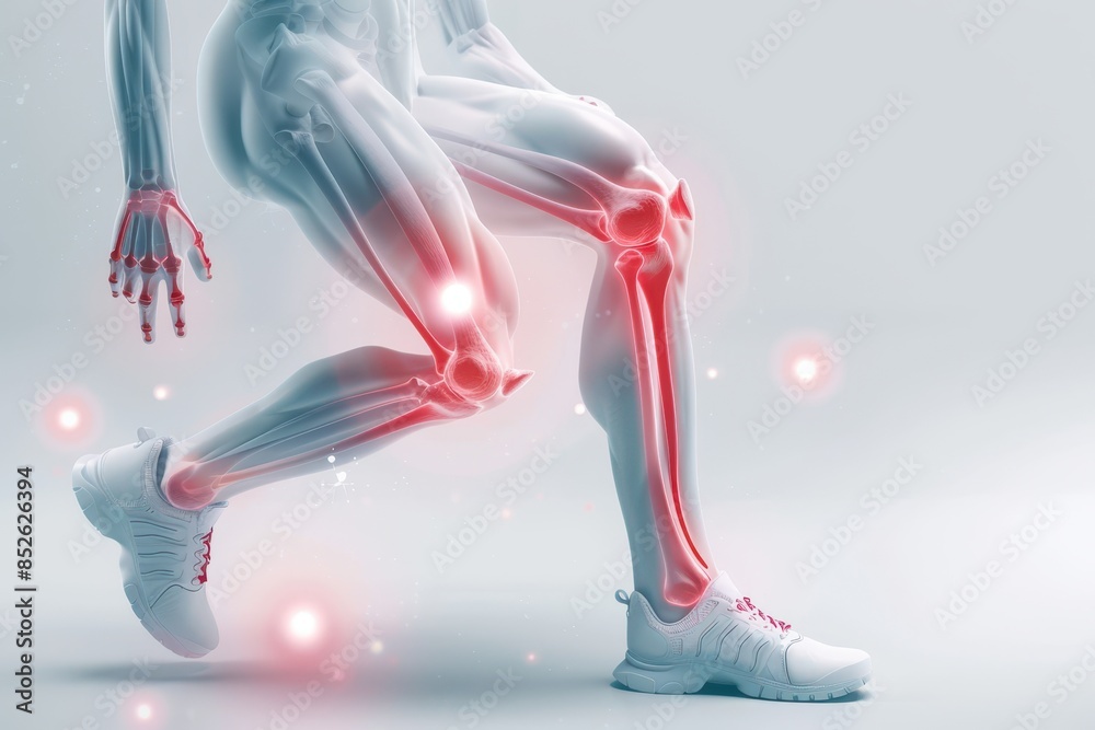 illustration of a human body with highlighted joints, showcasing bone ...