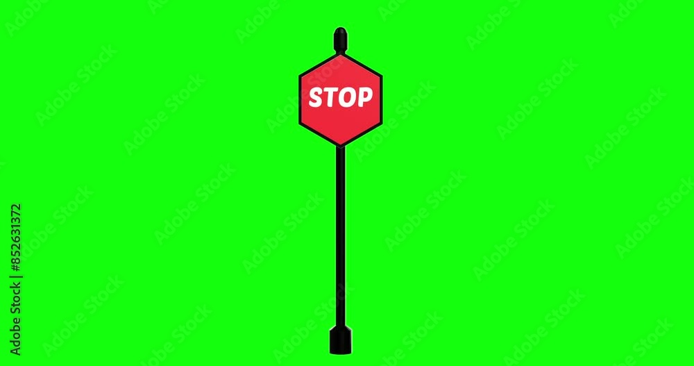 3d stop sign animation on green screen,3d render stop sign board for ...
