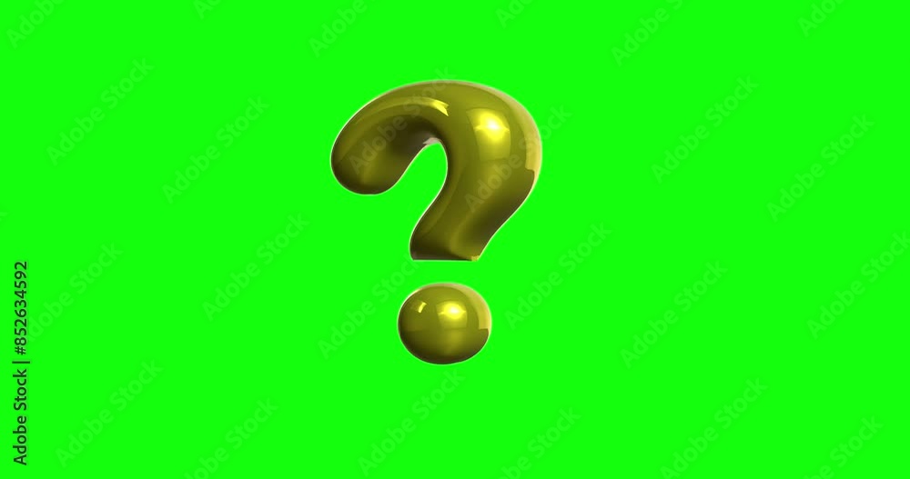 3d golden question mark rotating animation on green screen,3d render ...