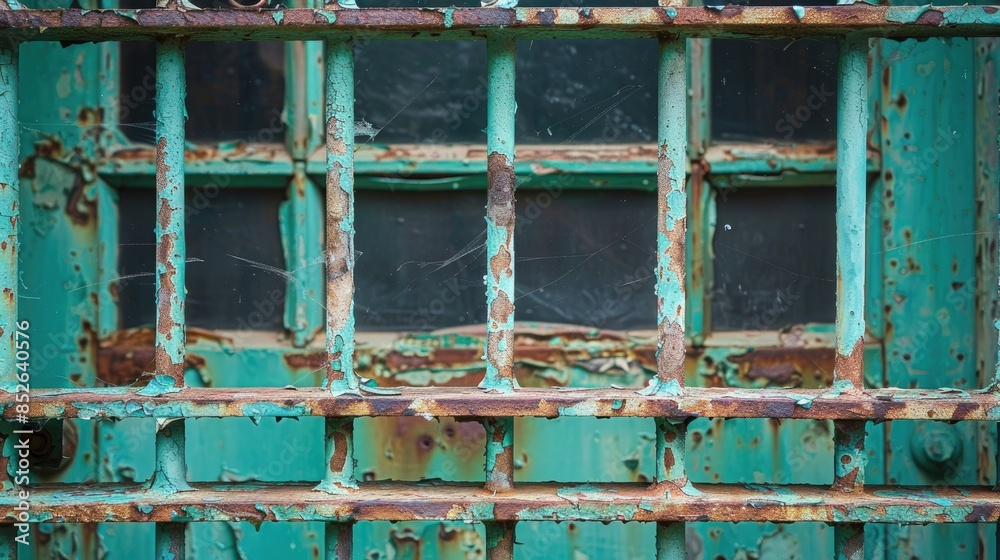 Reinforcing bars in the window of Old Joliet Prison Stock Photo | Adobe ...