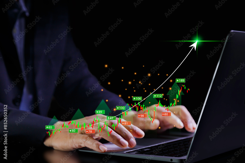 wealth stock investment concept. graph shows growing power of compound ... wealth stock investment concept. graph shows growing power of compound ...