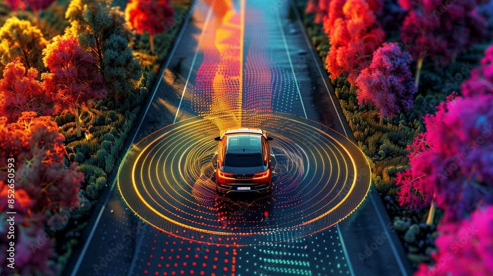 Autonomous Car LiDAR Sensing Stock Illustration | Adobe Stock