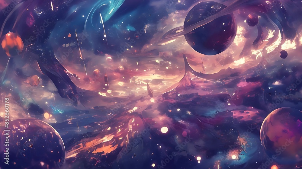 galactic harmony in the sky a cluster of stars, including a bright star ...