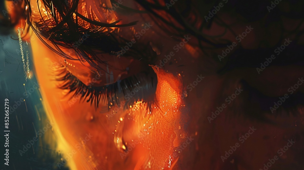 A close-up illustration of a teenage patient's face, eyes closed, with ...