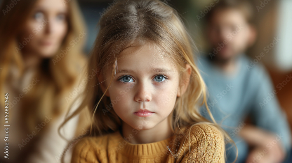 portrait of sad daughter frustrated with psychological. tired of ...
