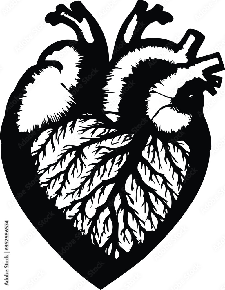 Heart with pattern SVG, Heart Silhouette, Heart Cut File, Heart Cut ...