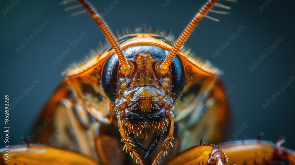 A macro shot of a cockroach's antennae and head, highlighting its ...