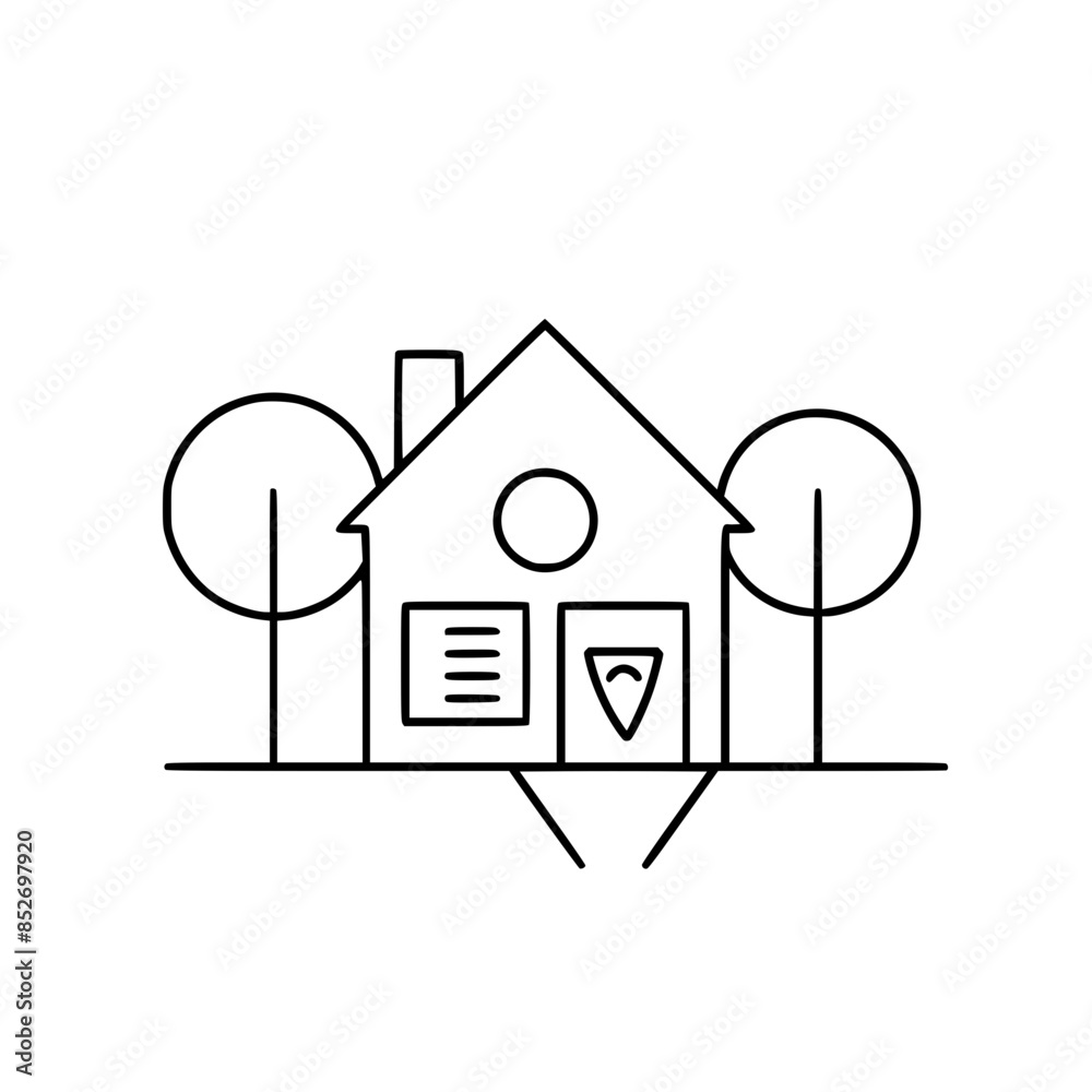 home outline, line art house, line art print, HOUSE clipart, cute house ...