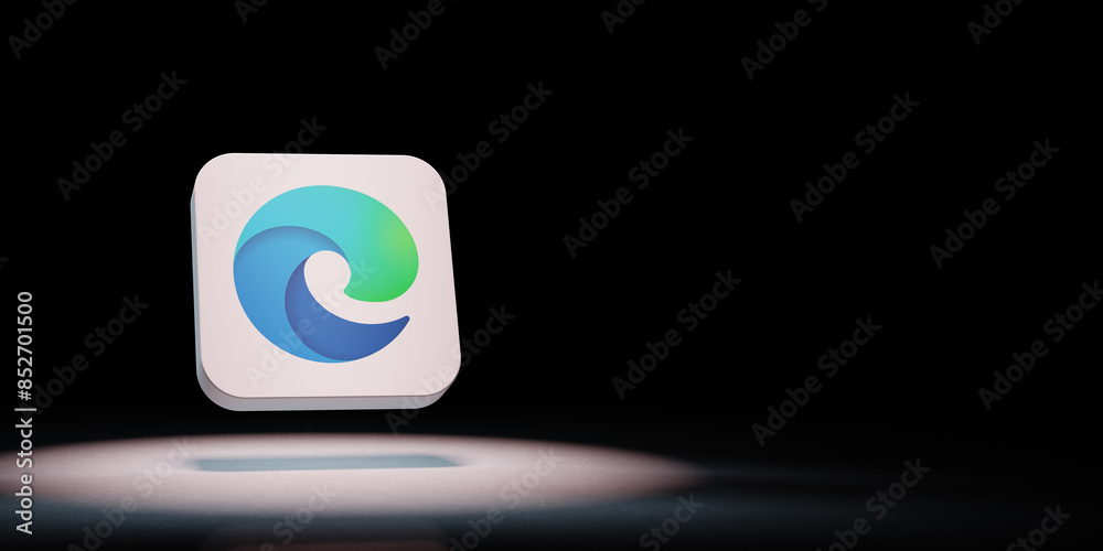 Microsoft Edge App Icon Spotlighted on Black Background Stock ...