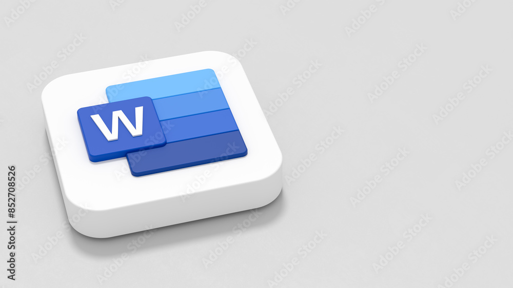 Microsoft Word App Icon on Gray Background with Copy Space Stock ...