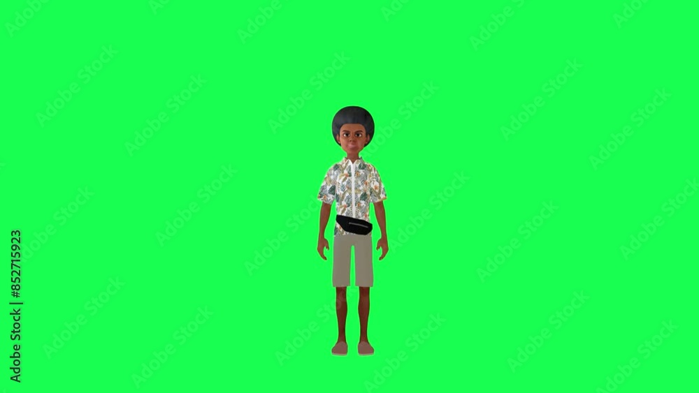 Cute baby boy walking on green screen chroma key cartoon background ...