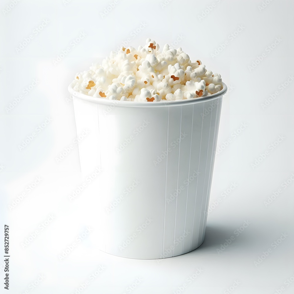 Blank white popcorn bucket mockup isolated, 3d rendering. Clear pop ...