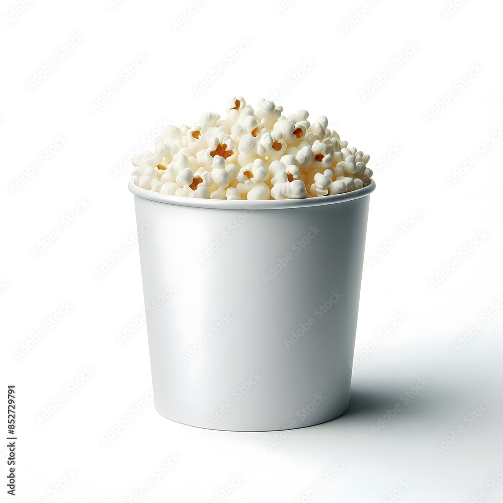 ภาพประกอบสต็อก Blank white popcorn bucket mockup isolated, 3d rendering ...