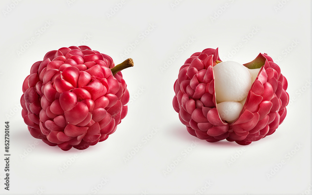 Lychee litchi lichee fruit, many angles and view side top front group ...