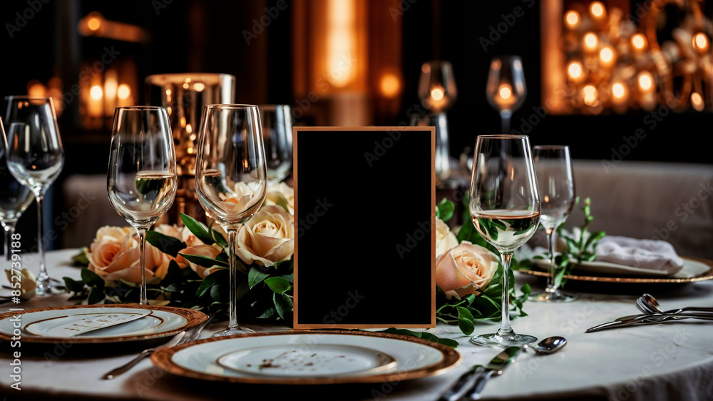 Foto de fine dining table setting of luxury fancy restaurant menu ...