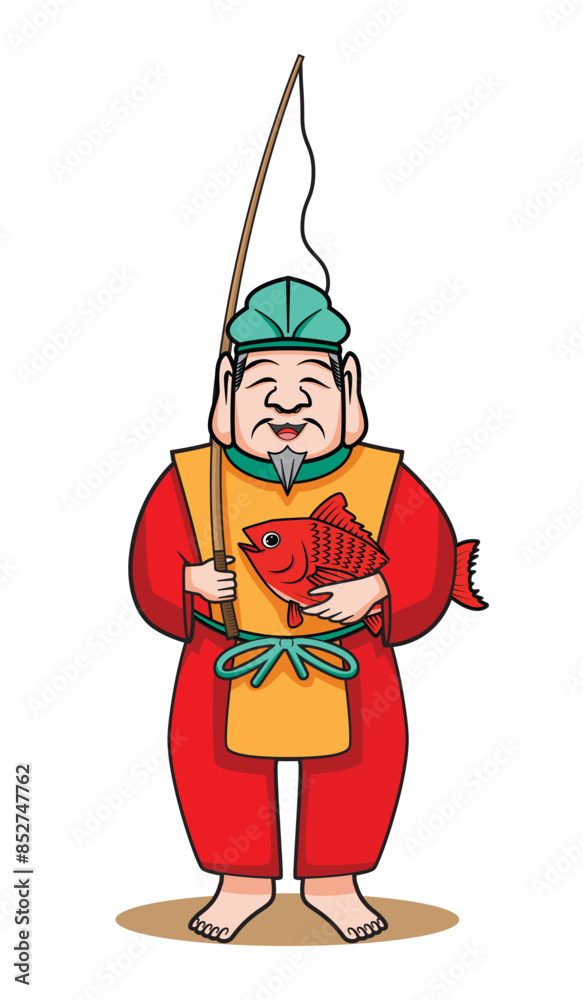Ebisu Japanese god of lucky in Japanese seven gods with smiling ...