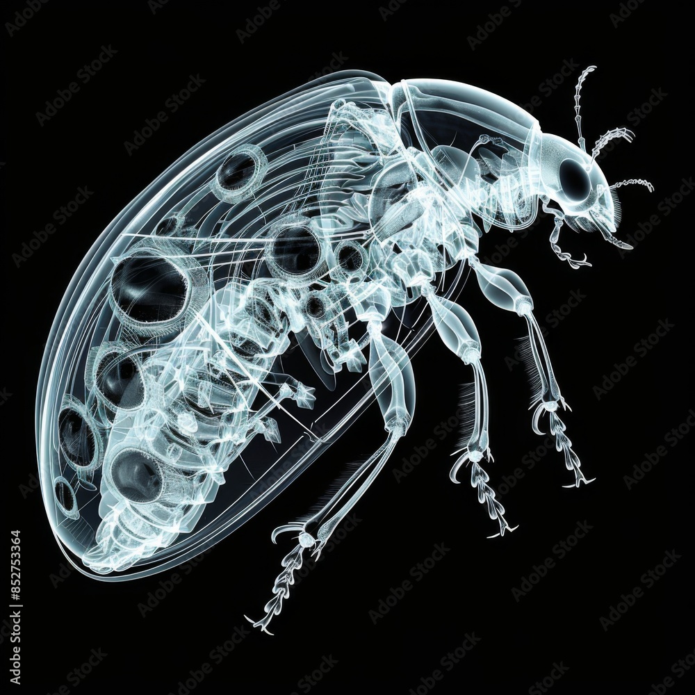 X-ray of a ladybug, displaying its exoskeleton and internal structure ...