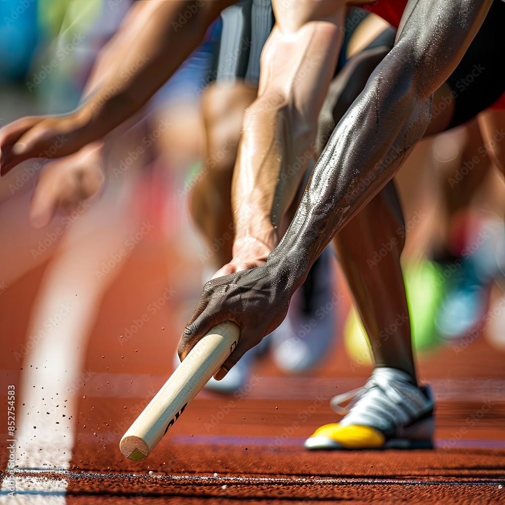 Relay race handover of the baton Stock Illustration | Adobe Stock