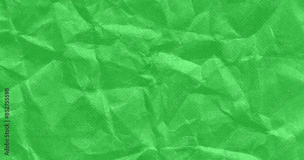 light green crumpled wrinkled sheet of paper. Stop motion animated ...