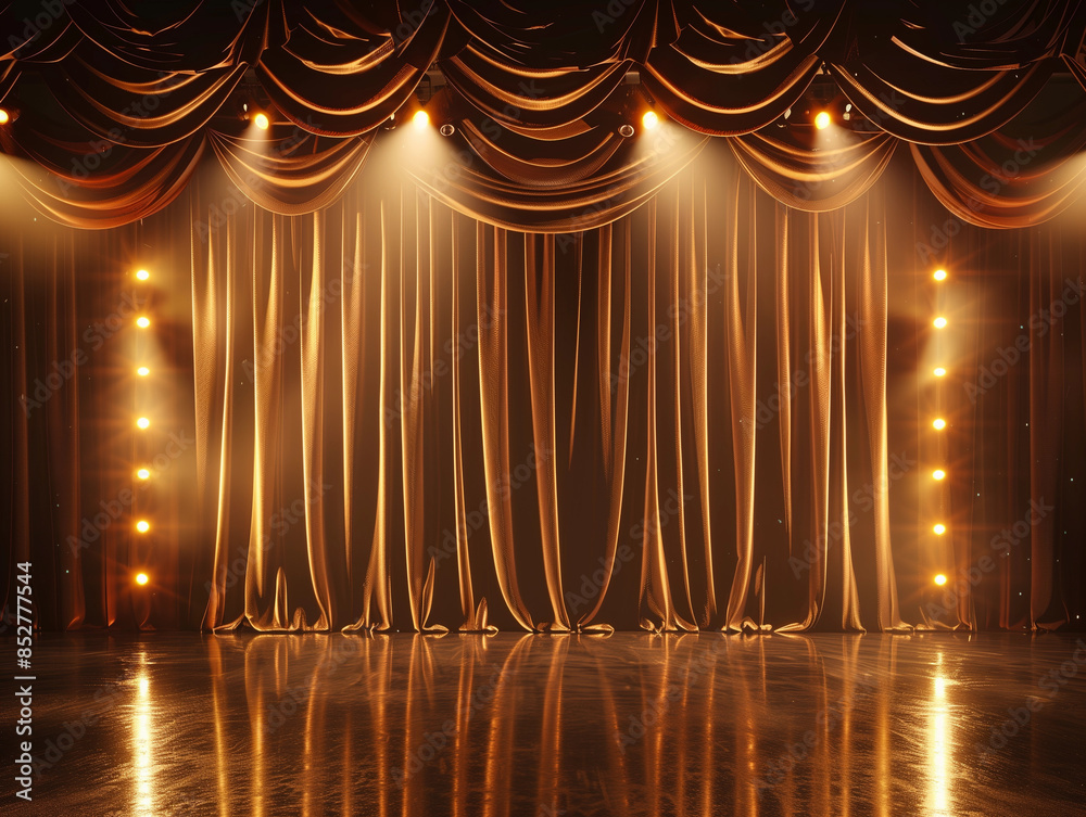 Regal stage show velvet gold drapes opulent backdrop royal party ...