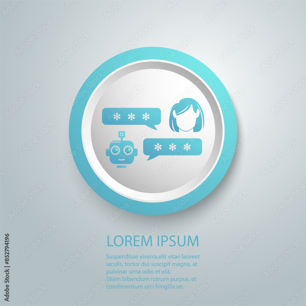 Chatbot icon with woman isolated on clean background chatbot icon with ...