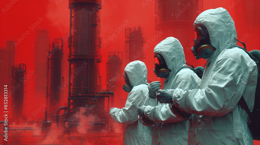 The chemical spill pollution response team scrambled into action. Each ...