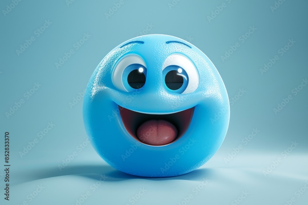 Cute blue baby face emoji with big eyes and a cheerful smile Stock ...