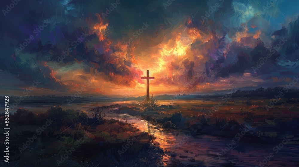 Illuminate the essence of Christianity from a cross religious ...