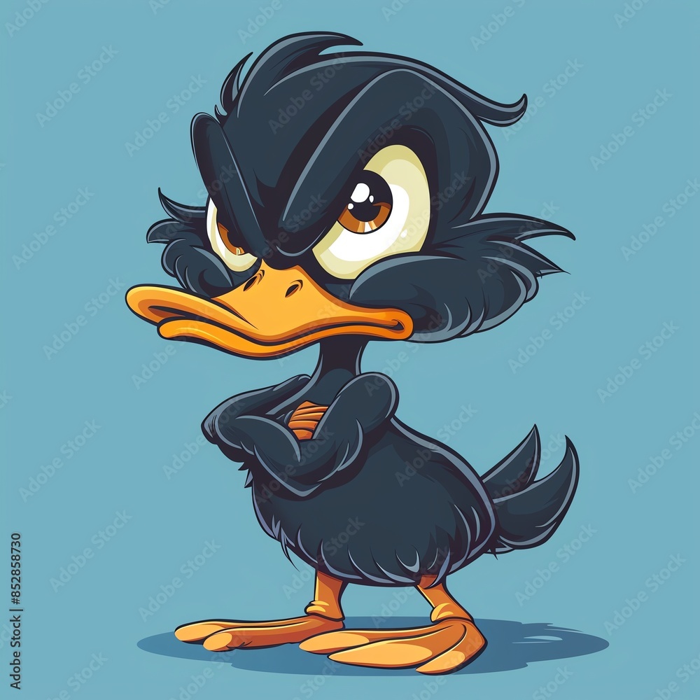 Angry cartoon duck with crossed arms. Stock Illustration | Adobe Stock