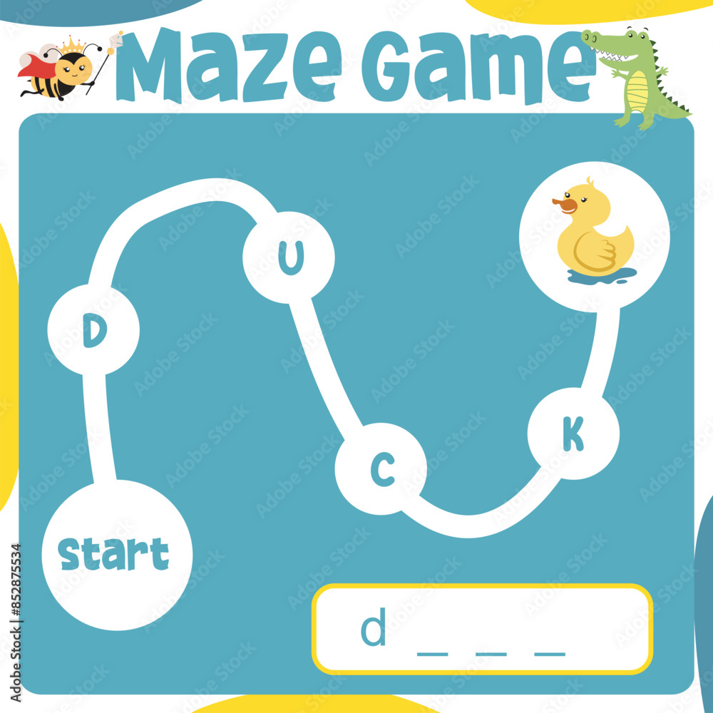 Maze game worksheet. Worksheet for learning English. Educational ...