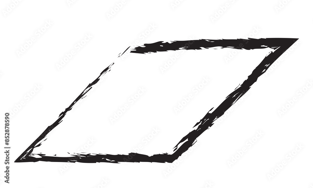Frame parallelogram texture element, outline border grunge shape icon ...