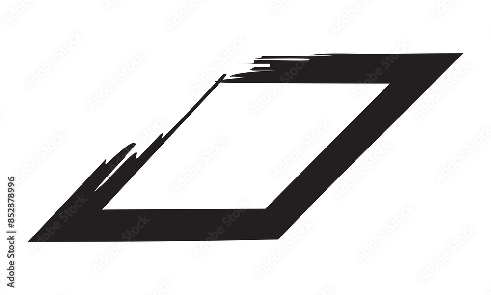 Vetor de Frame parallelogram texture element, outline border grunge ...
