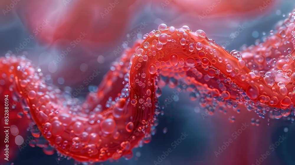 Close-up of a red blood cell membrane, highlighting its lipid bilayer ...