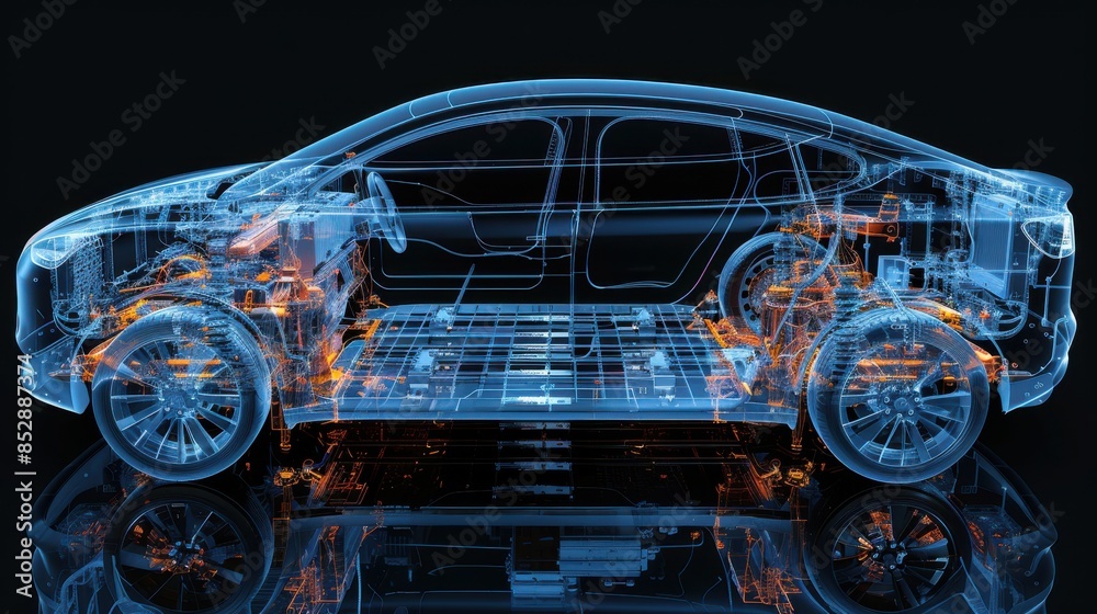 Xray view of internal components of an electric vehicle battery Stock ...