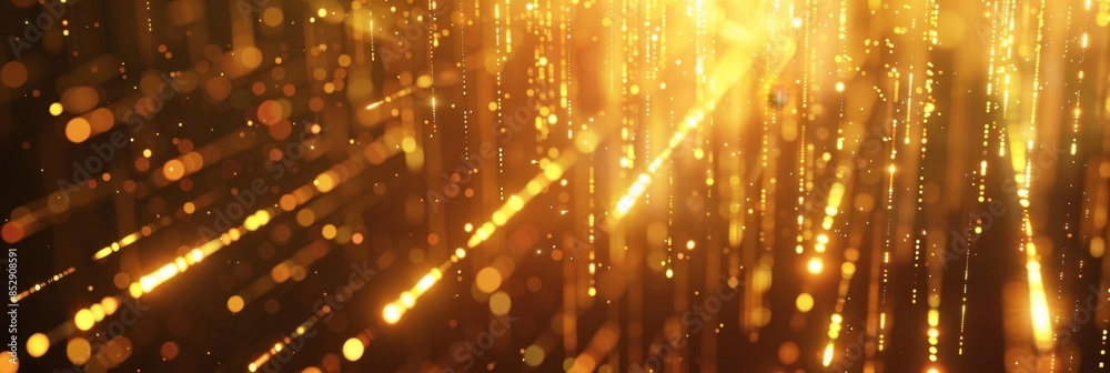 Modern gold tech background with digital particles and vertical bar ...