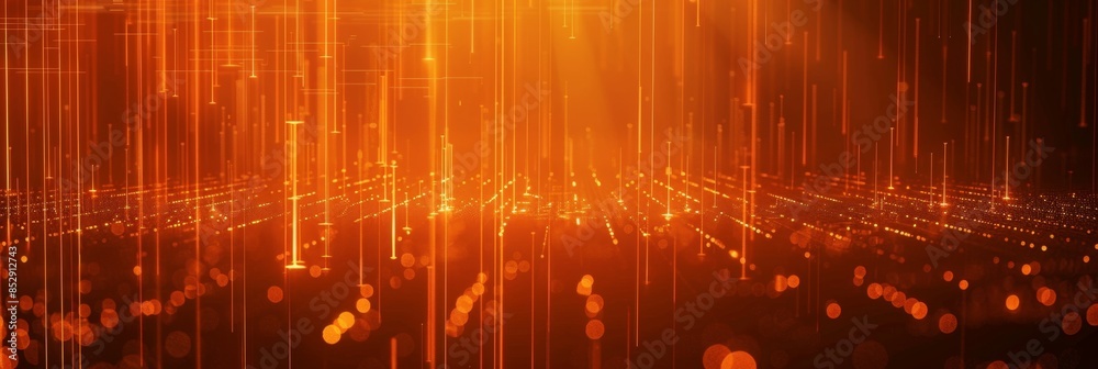 Modern gold tech background with digital particles and vertical bar ...