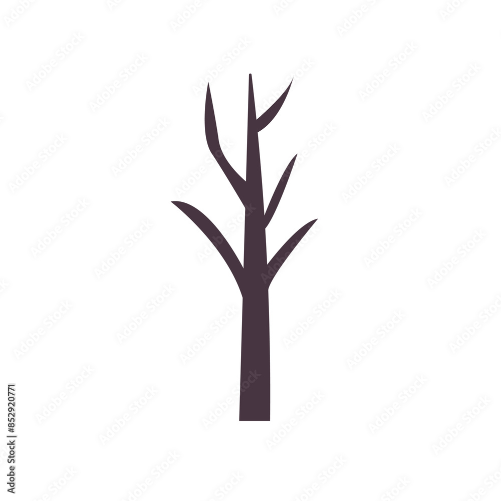 Dead withered tree vector image, leafless tree silhouette vector ...