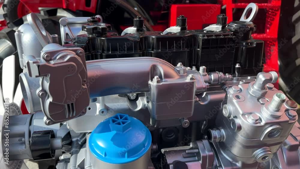 Engine. Large diesel engine with a huge turbine for truck and tractor ...
