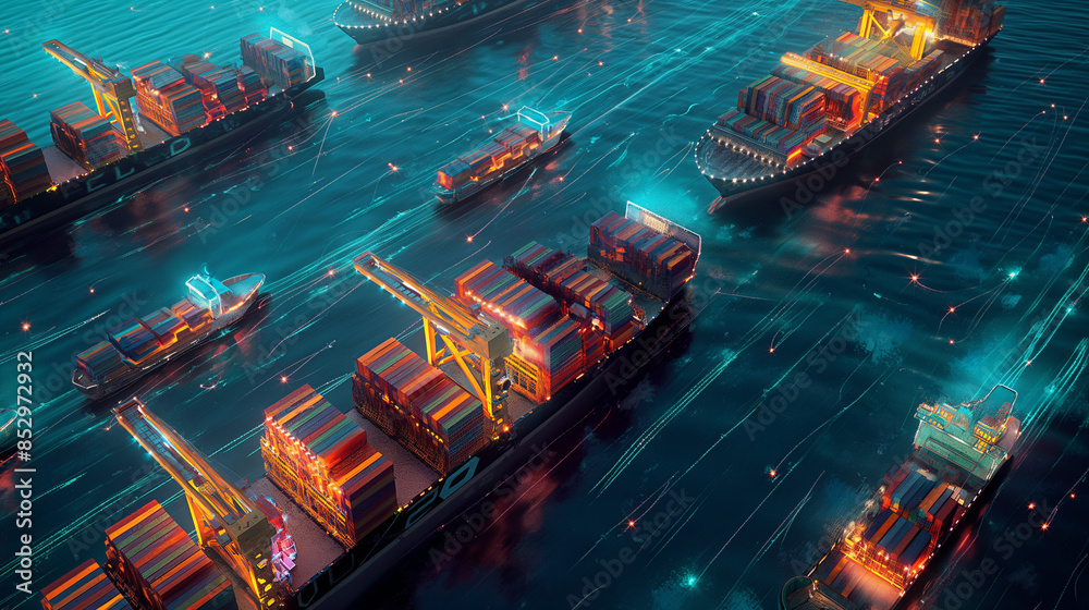 Futuristic cargo container ships utilize technology for global ...